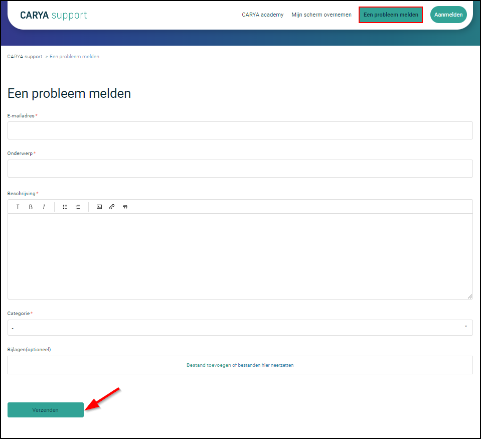 Klantenportaal: tickets loggen – CARYA support